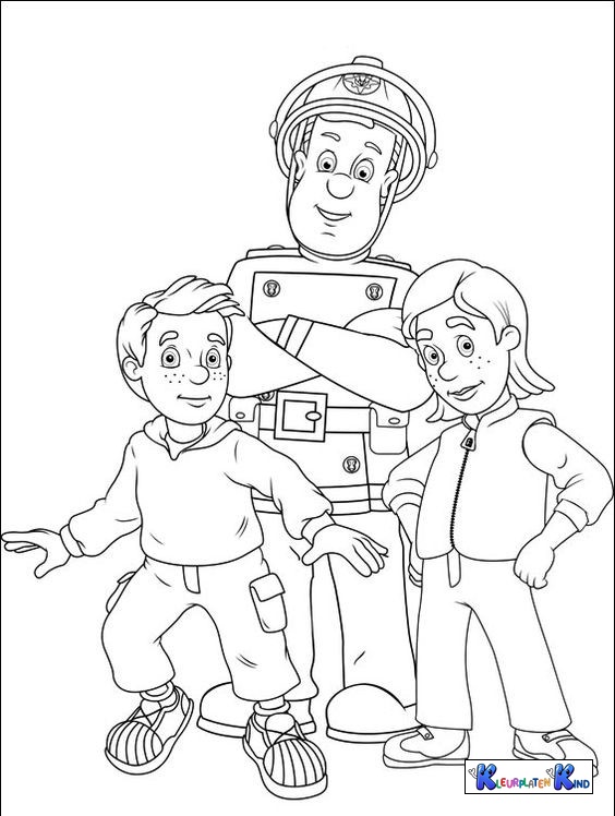 15x Brandweerman Sam kleurplaten gratis downloaden